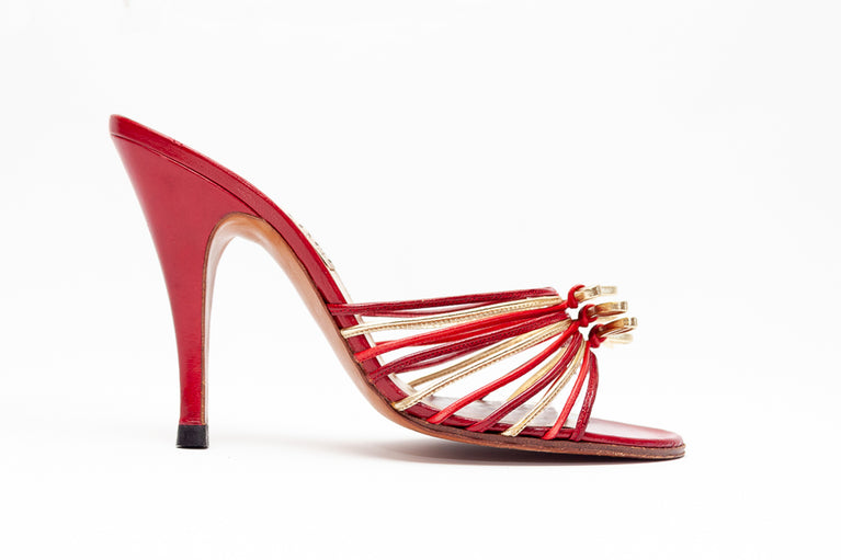 Casadei Vintage Red Bow Sandals | Eklektikos The Shoe Archives