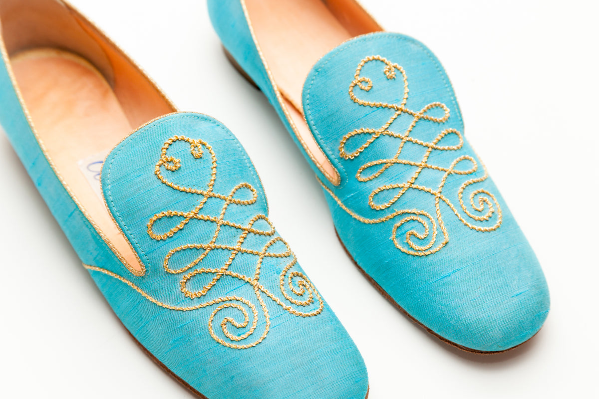 Vintage silk embroidered slippers – The Shoe Archives