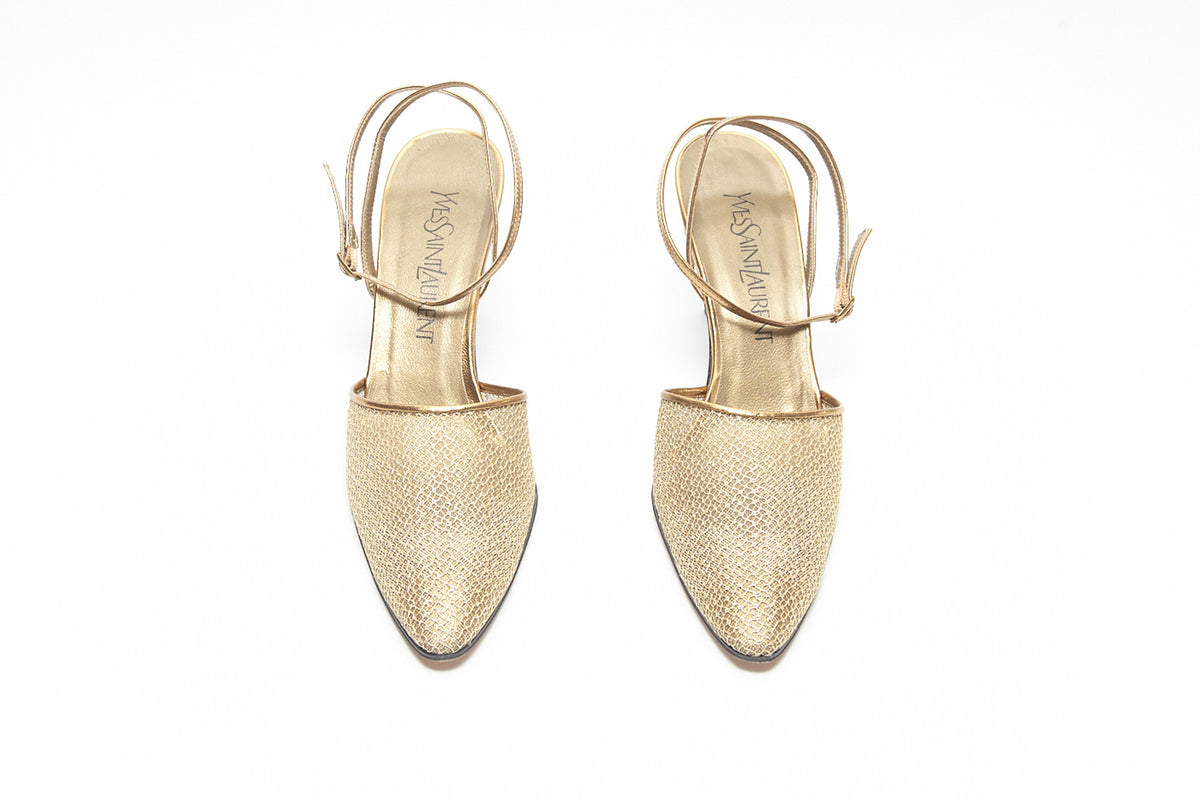 Yves Saint Laurent YSL Vintage Gold Mesh Pumps – The Shoe Archives